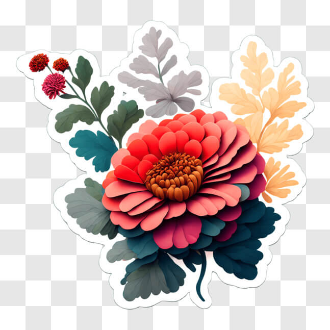 Download Colorful Flower and Leaf Sticker Arrangement PNGs Online ...