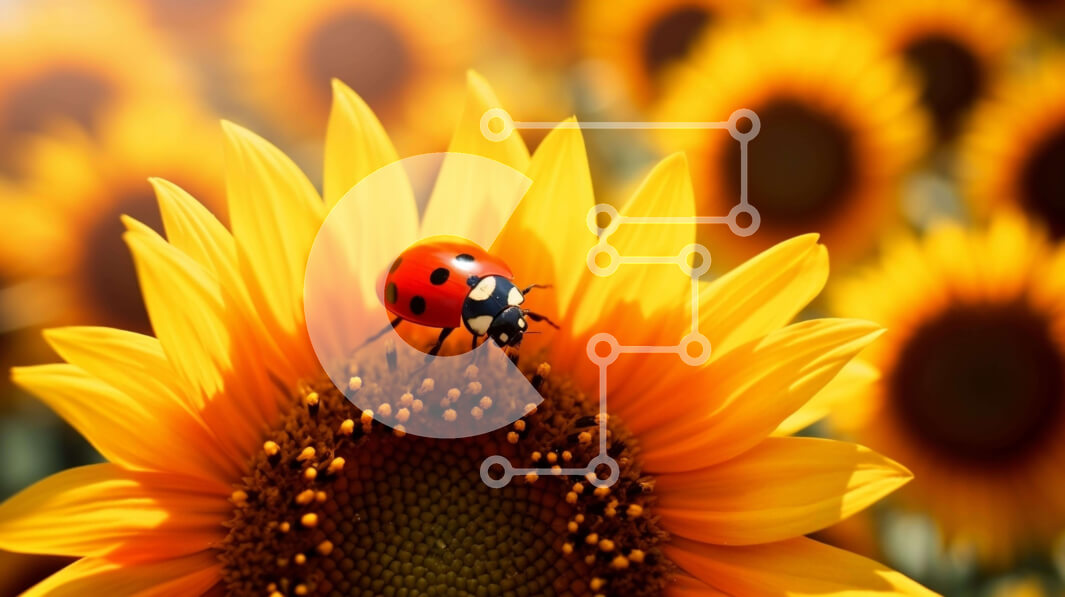 Download Ladybug on Sunflower Stockphotos Online - Creative Fabrica