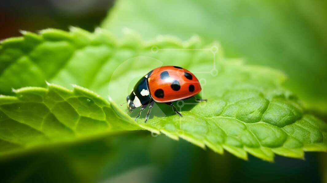 Vibrant Ladybug Sitting on Fresh Green Leaves stock photo | Creative ...