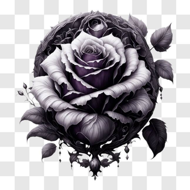 Download Black and White Rose with Gothic Design PNGs Online - Creative ...