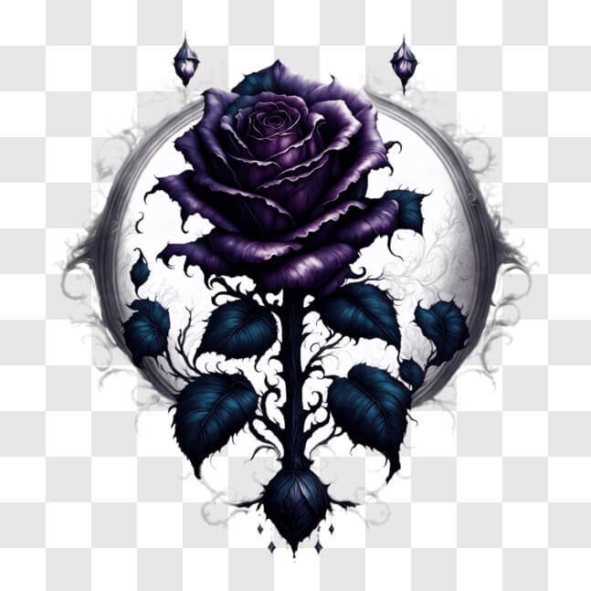 Download Black and White Gothic Artwork with Purple Rose PNGs Online ...