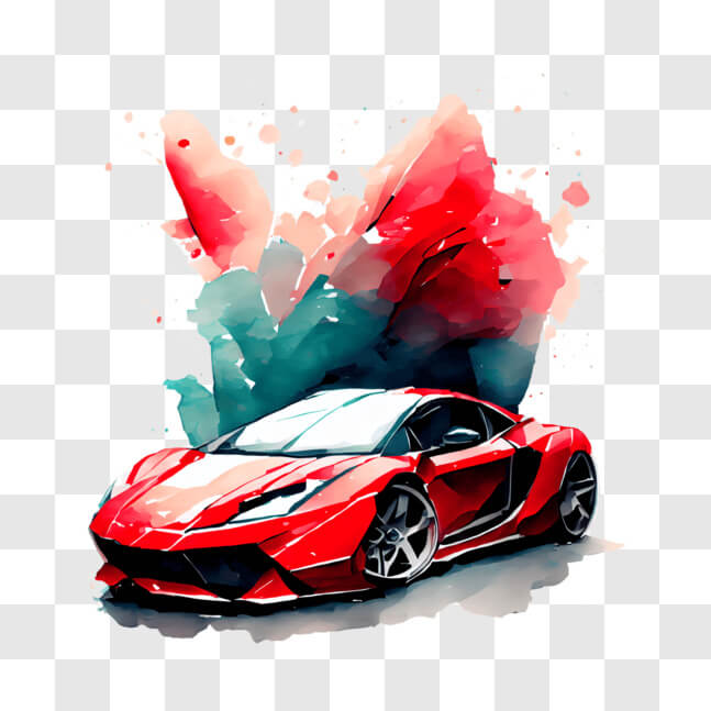 Download Red Lamborghini Sports Car with Colorful Paint Splashes PNGs ...