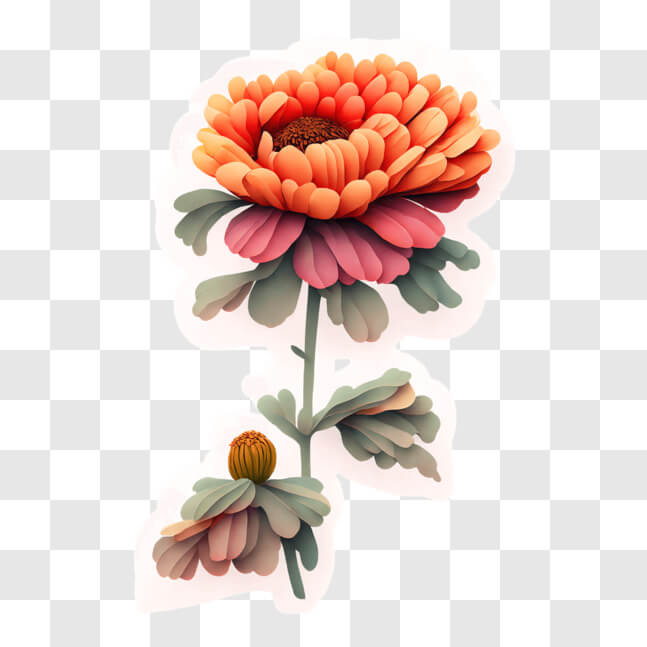 Download Orange Flower Sticker on Black Background PNGs Online ...