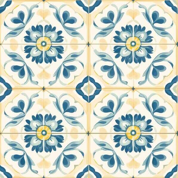 Download Blue and Yellow Floral Tile for Interior Design Patterns ...