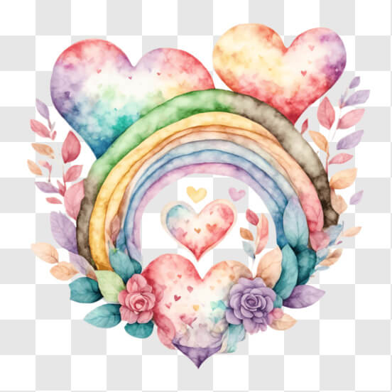 Download Watercolor Rainbow with Hearts, Flowers, and Butterflies PNGs ...