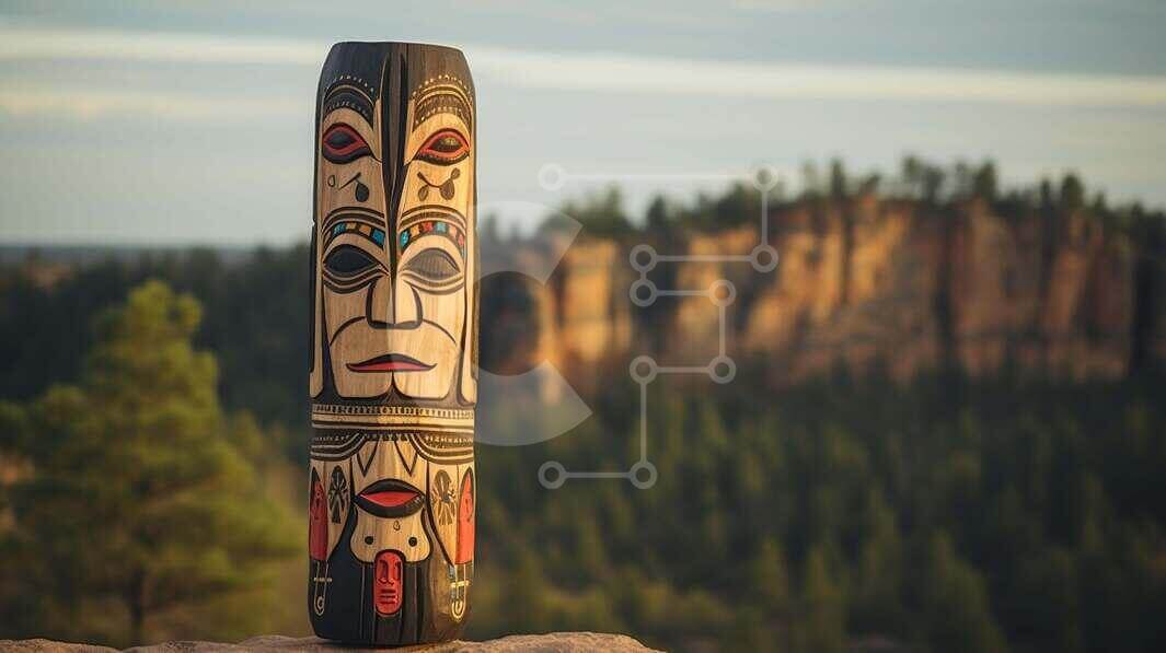 Traditional Totem Pole in a Natural Landscape stock photo | Creative ...