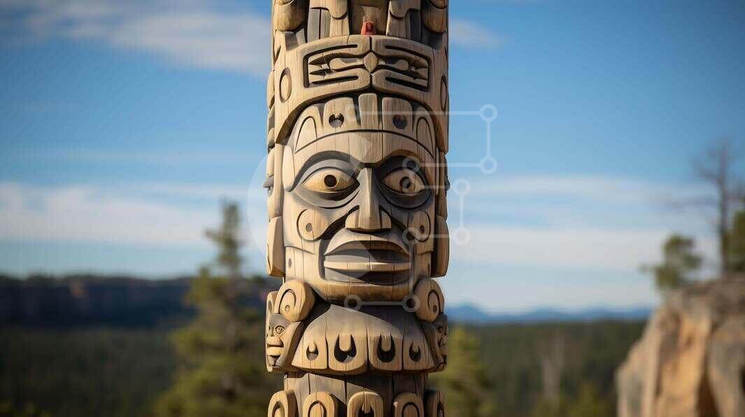 Totem Pole in a Natural Setting stock photo | Creative Fabrica