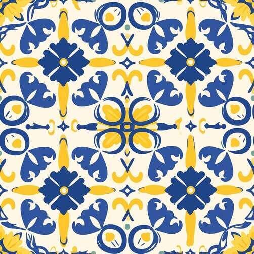 Download Blue and Yellow Floral Tile Pattern Patterns Online - Creative ...
