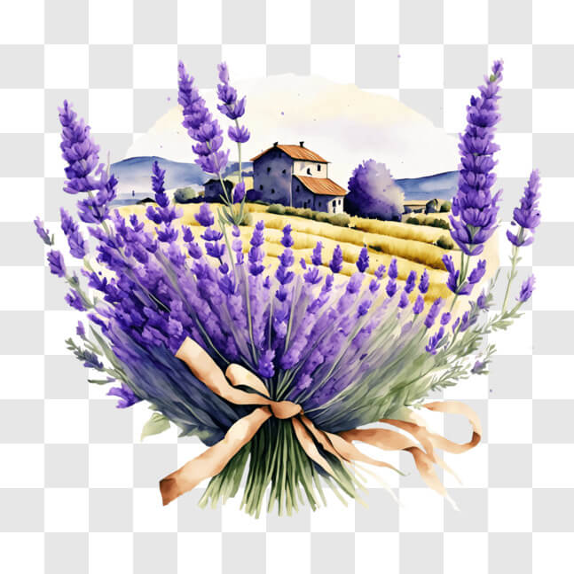 Download Lavender Flower Bouquet in a Scenic Countryside PNGs Online ...