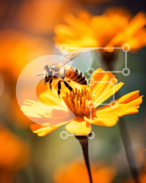 Download Bee Pollinating Orange Flower Stockphotos Online - Creative ...