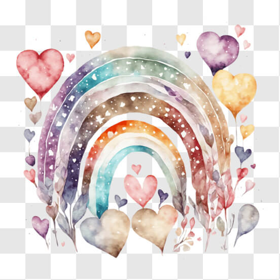 Download Watercolor Rainbow with Hearts, Flowers, and Butterflies PNGs ...