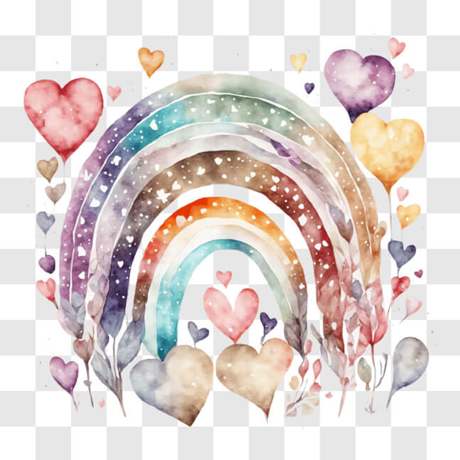 Download Colorful Rainbow and Heart-Shaped Watercolor Painting PNGs ...