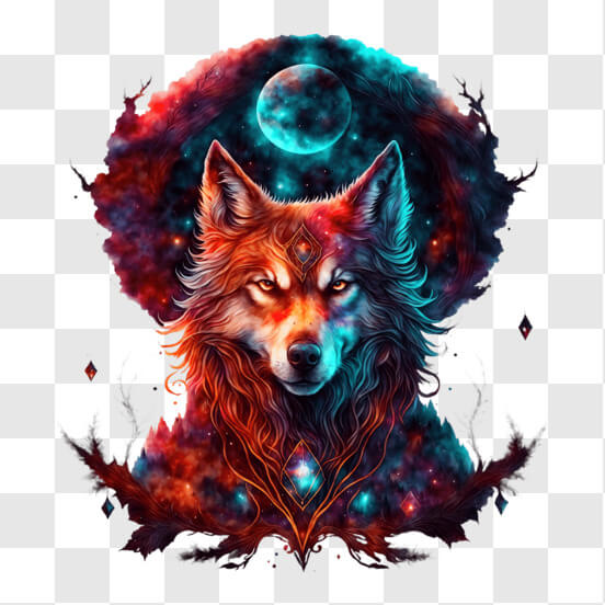 Download Colorful Abstract Wolf Head PNGs Online - Creative Fabrica