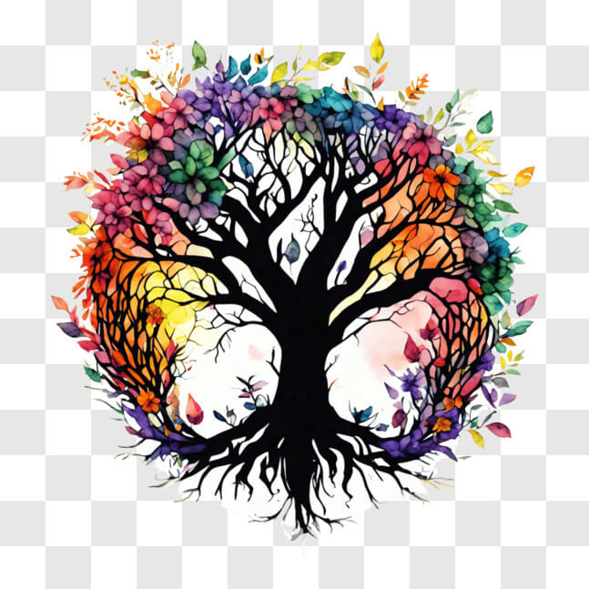 Download Colorful Tree of Life with Vibrant Leaves PNGs Online ...