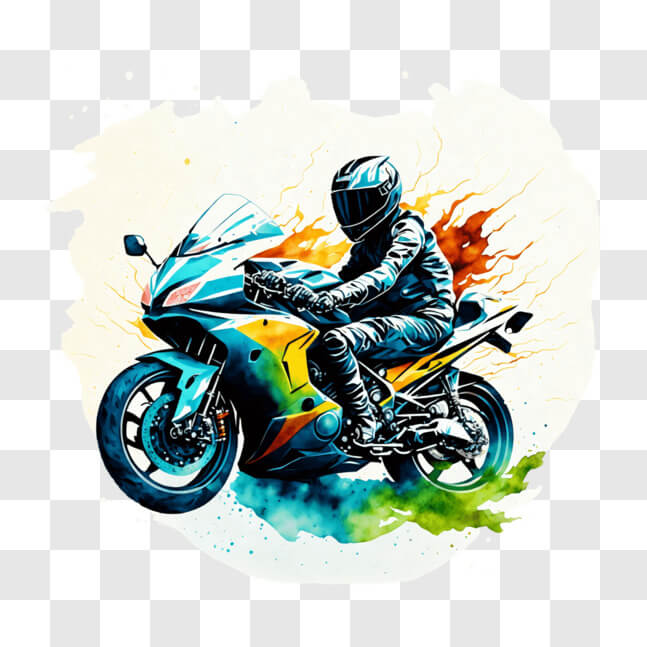 Download Colorful Motorcycle Rider with Leather Helmet PNGs Online ...