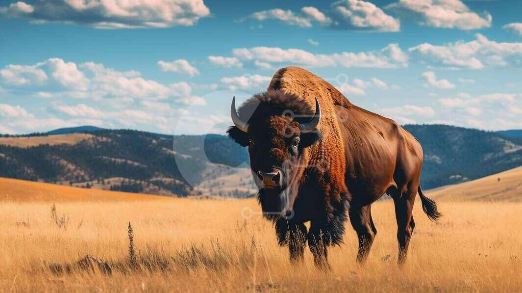 Majestic Bison in Natural Habitat stock photo | Creative Fabrica
