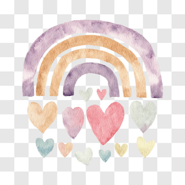 Download Colorful Hearts Watercolor Rainbow Painting PNGs Online ...