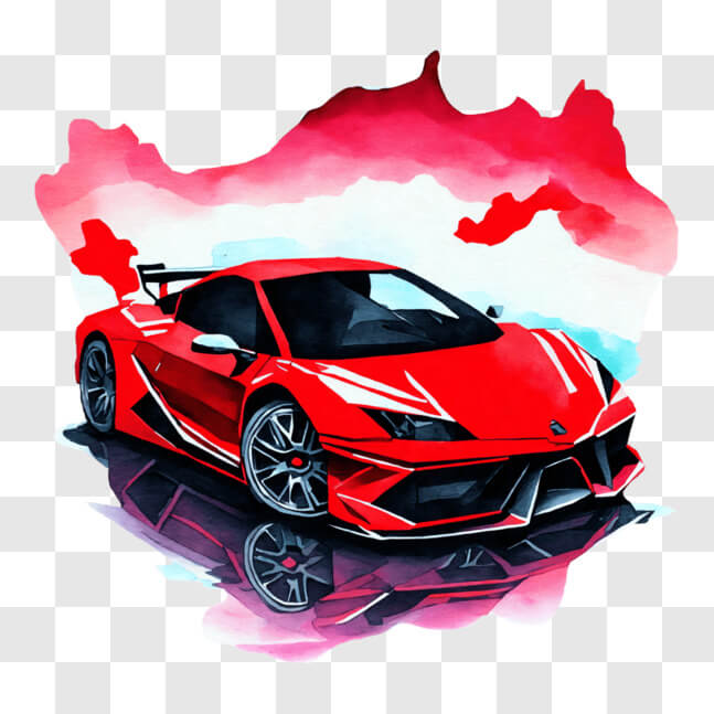 Download Red Lamborghini Sports Car Floating on Water PNGs Online ...