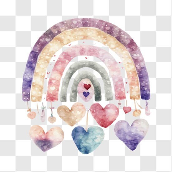 Download Watercolor Rainbow with Hearts, Flowers, and Butterflies PNGs ...