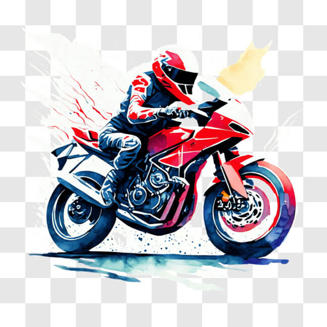 Download Dynamic Motorcycle Rider on Red Bike with Paint Splashes PNGs ...