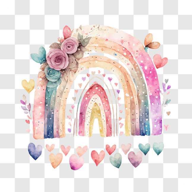 Download Colorful Rainbow with Hearts, Flowers, and Butterflies on ...