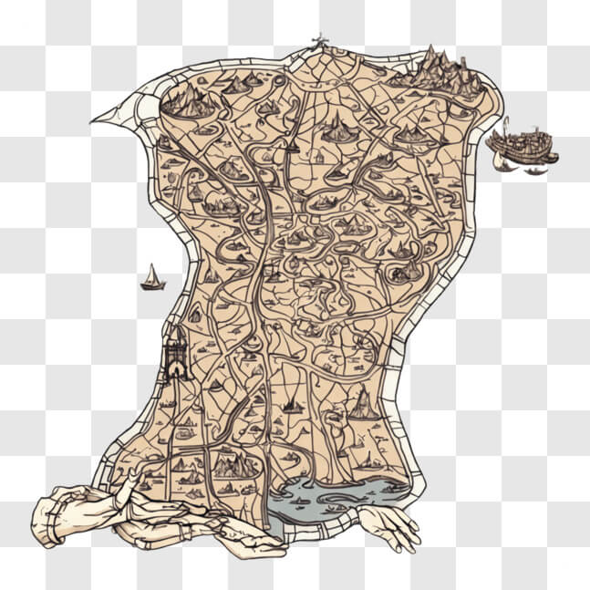 Download Vintage Comic Style Map with Handwritten Text PNGs Online ...