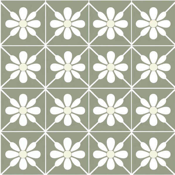 Download Green and White Tile Pattern with Flowers Patterns Online ...