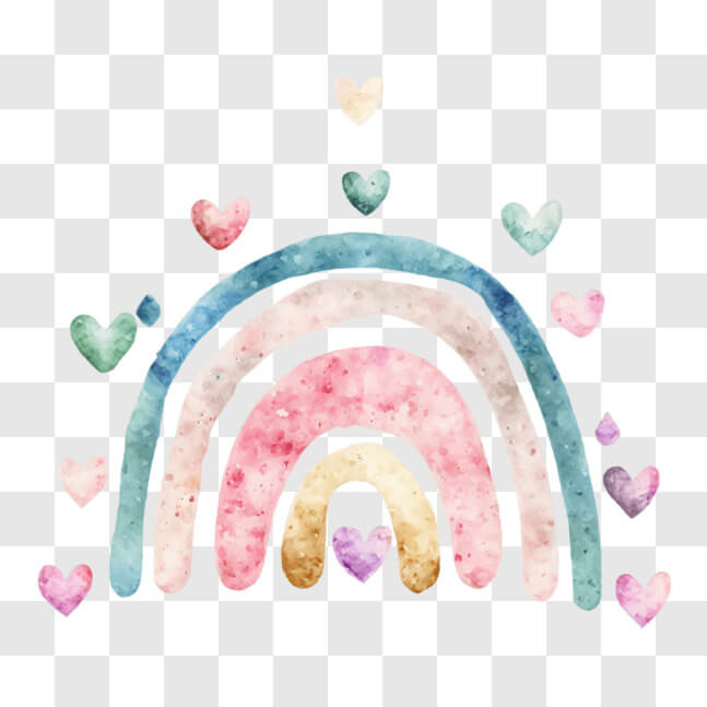 Download Colorful Hearts Rainbow Watercolor Art PNGs Online - Creative ...