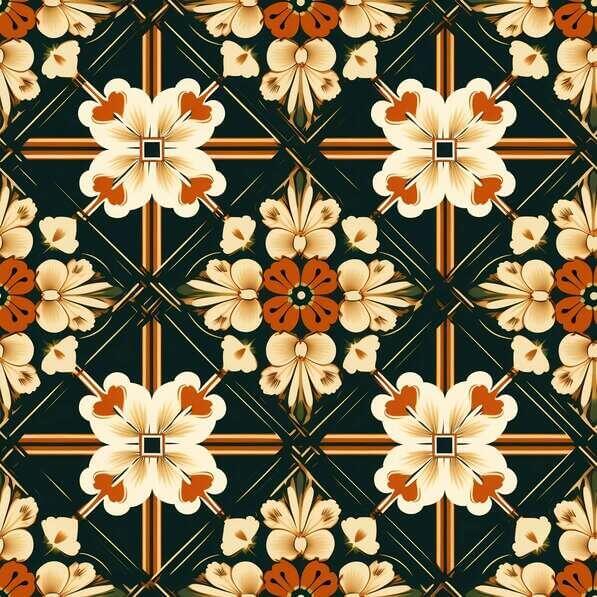 Download Tiled Floral Pattern in Orange and Yellow on Black Background ...