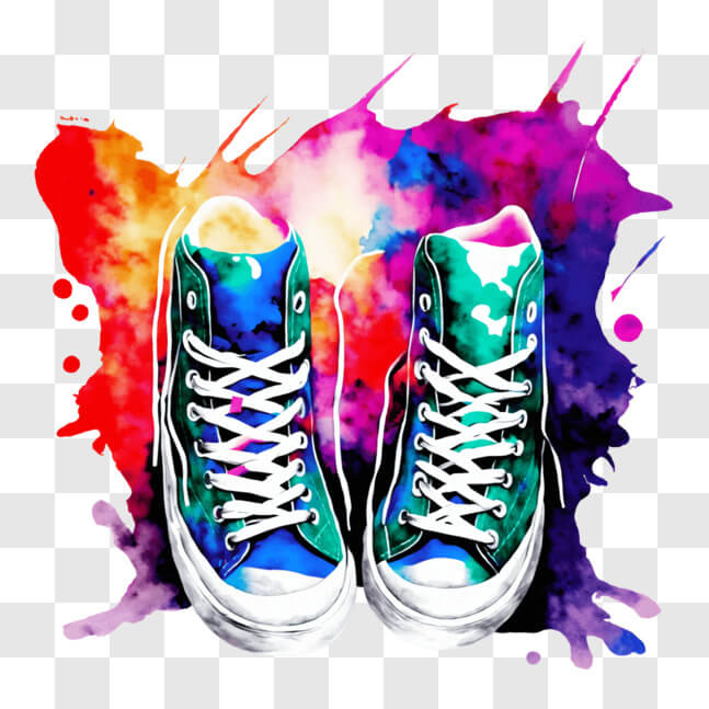 Download Colorful Converse Sneakers on Abstract Watercolor Background ...