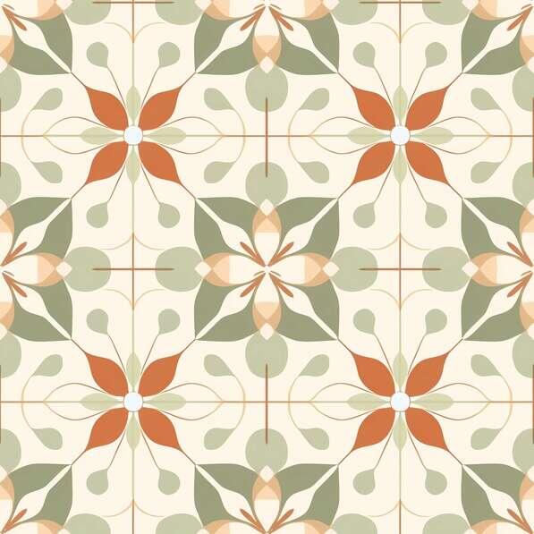 Download Floral Tiled Pattern in Green, Orange, and Brown Patterns ...