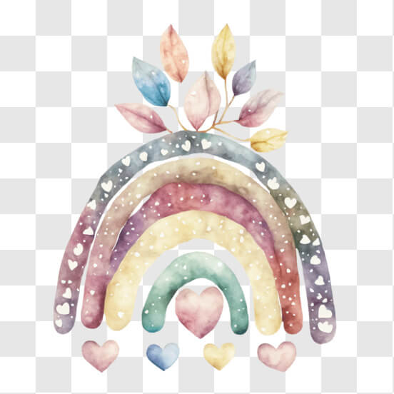 Download Watercolor Rainbow with Hearts, Flowers, and Butterflies PNGs ...