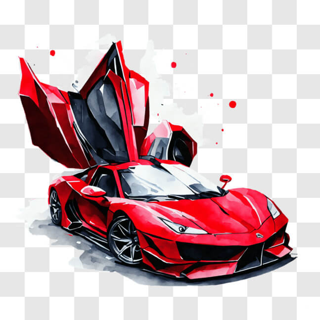 Download Red Lamborghini sports car with open doors PNGs Online ...
