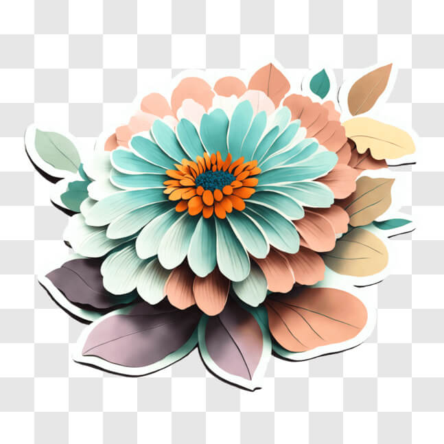 Download Colorful Flower Sticker in Room PNGs Online - Creative Fabrica