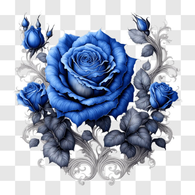 Download Blue Rose Ornamental Design for Home and Office Decor PNGs ...
