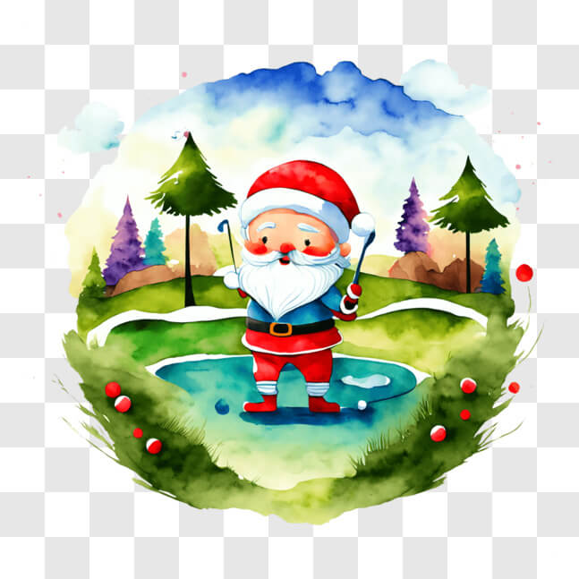 Download Santa Claus Playing Golf in the Woods PNGs Online - Creative ...