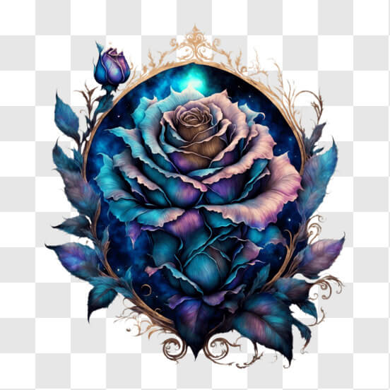 Download Blue Rose in Ornate Heart-shaped Frame PNGs Online - Creative ...