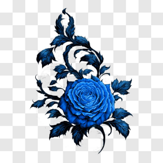 Download Blue Rose with Leaves and Flowers for Home Decor PNGs Online ...