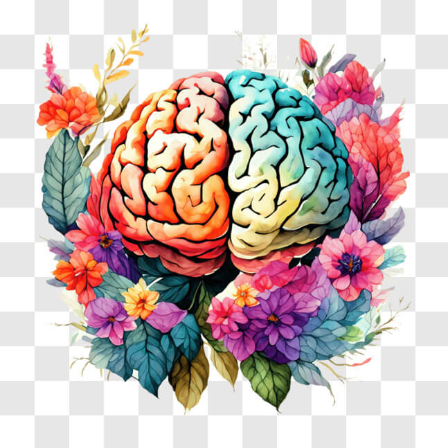 Download Colorful Brain Flower Painting - Abstract Art PNGs Online ...
