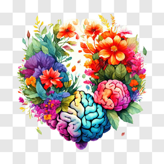 Download Colorful Brain Surrounded by Flowers - Importance of Mental ...