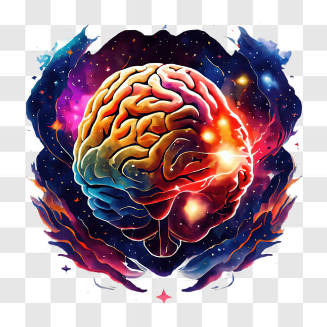 Download Colorful Brain Abstract Galaxy with Surrounding Stars PNGs ...
