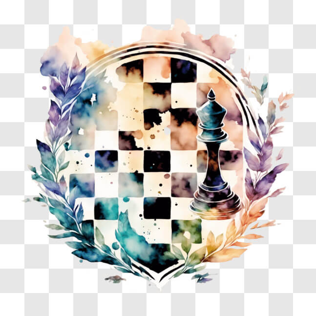 Download Chess Board Watercolor Painting with Floral Background PNGs ...