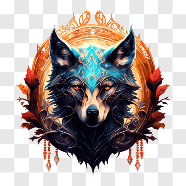 Download Wolf's Head in Ornamental Frame Inspired by Mythical Creatures ...