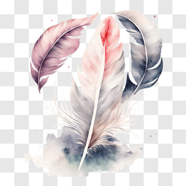 Download Watercolor Painting of Two Feathers PNGs Online - Creative Fabrica