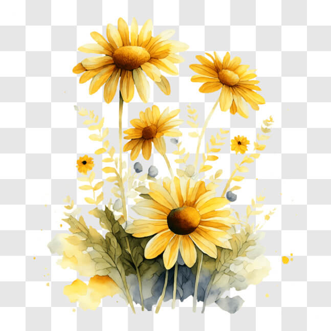 Download Watercolor Bouquet of Yellow Daisies PNGs Online - Creative ...
