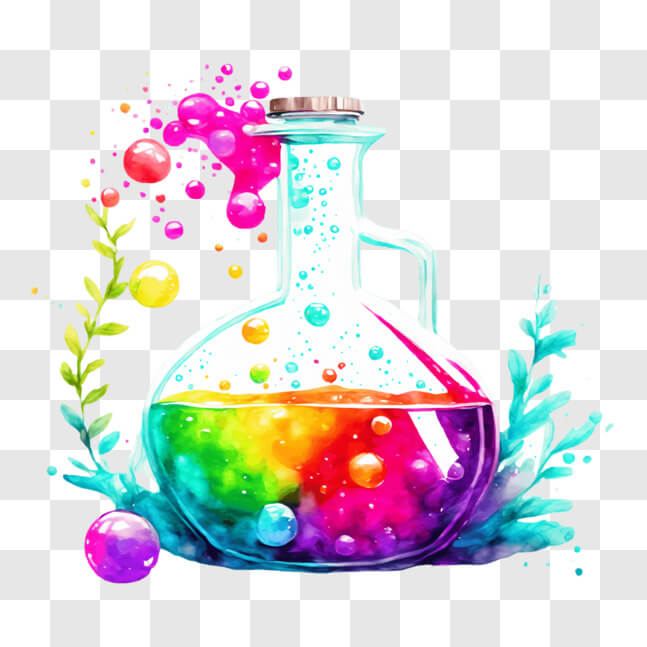 Download Colorful Chemical Experiment in a Beaker with Bubbles PNGs ...