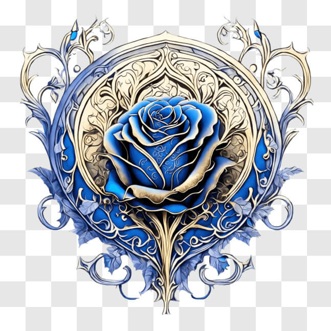 Download Blue Rose in Ornate Fairy Tale Inspired Frame PNGs Online ...