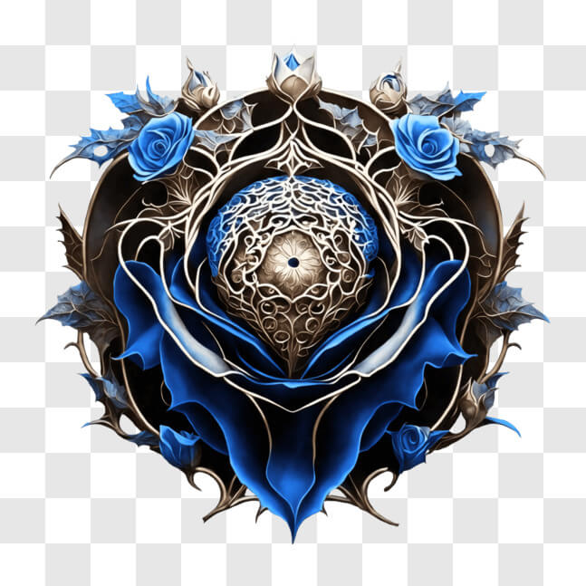 Download Intricate Blue Rose Design PNGs Online - Creative Fabrica