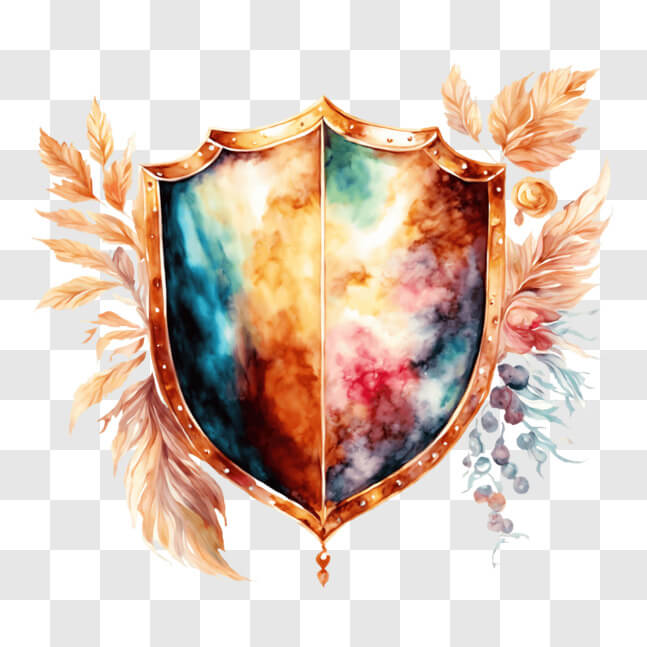 Download Colorful Floral Shield for Protection and Decoration PNGs ...