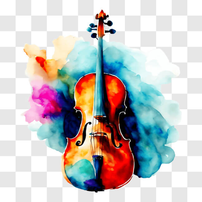 Download Colorful Watercolor Painting of a Cello with Water Splashes ...